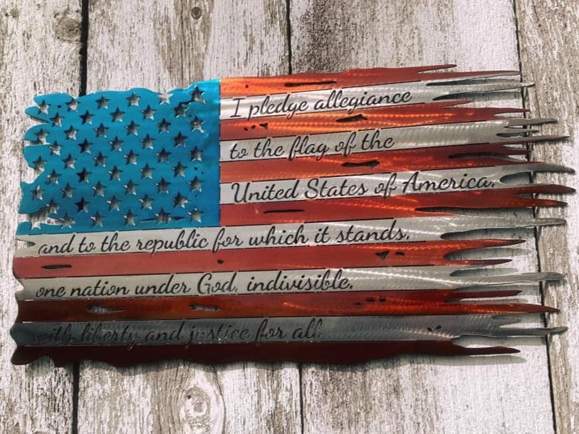 Distressed American Pledge Flag - MADE IN THE USA – Remarkable Metalworks